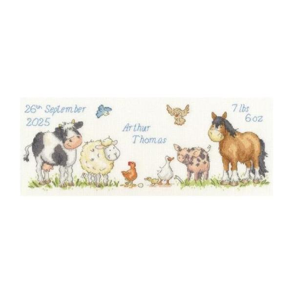 ・出来上がりサイズ：38×15cm・キット内容：刺繍布(ツヴァイガルト社製・アンティークホワイト)、刺しゅう糸、針、図案、説明書(英語)、簡単な日本語説明※アルファベットと数字の図案がついており、名前と日にちの部分を変えられます。・イギリス...