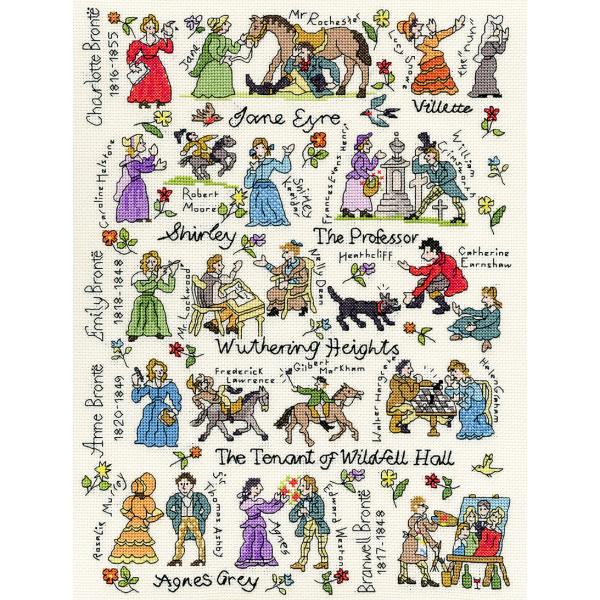 19世紀、ビクトリア時代のイギリスを代表する女性小説家姉妹、シャーロット、エミリー、アンの3姉妹による"ブロンテ姉妹"の作品をモチーフにしたサンプラー。主にクロスステッチで刺し、一部はバックステッチやフレンチノットで刺します。・出来上がりサ...