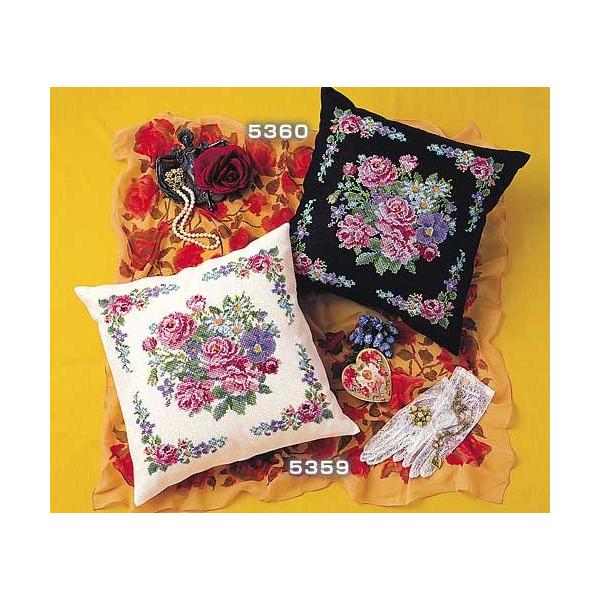 ※布色:黒(No.5860)はメーカー廃番となりました。●キット内容：刺繍糸、刺繍布、クロスステッチ針、図案付説明書●難易度：C(中級者向け)●クッション40×40cm(別売)●デザイン：尾上雅野●オリムパス刺繍布No.3000(ジャバクロ...