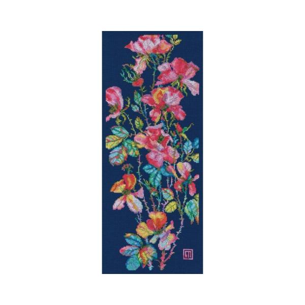 ・刺繍面サイズ：17.5×45.5cm (余白を含む)・キット内容：刺繍糸、(DMC製、綿100％)、刺繍布(綿100％、ブルー)、針、図案、簡単な日本語説明・刺繍布目数：14カウント(1インチ≒2.54cmあたり14目、10cmあたり約5...