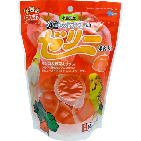 小鳥の大好きなリンゴの果肉と野菜エキスを使ったおいしいゼリーです。小鳥の水分補給に適しています。嬉しい果肉入り原材料：ブドウ糖果糖液糖・ブドウ糖・リンゴ・ほうれん草・にんじん・増粘多糖類・酸味料・香料・ph調整剤・着色料ローリー等の果物大好...