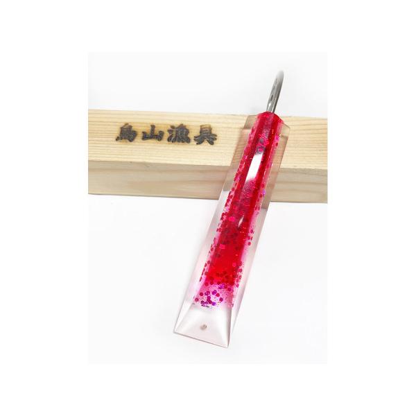 テンテンルアー本体長さ：約8.5cm針含む長さ：約11.5〜12cm※数mmの誤差はご了承ください。色：クリアーレッド蛍光ピンクラメ数量：1個■鳥山漁具商標登録済み商品です。サワラ、メジロ、ハマチなどにお使いください。皆さんに人気のあるテン...