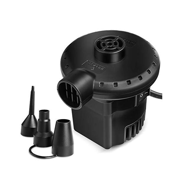 AC電源-130W Deeplee 電動エアーポンプ 空気入れ 給気＆排気両対応 コンセント式 AC100V 家庭用 エアーベッド ビニールプール 浮き輪 うきわ ゴムボート 便利 130W消費電力 専用ノズル付 付 PSE認証済み 日本語...