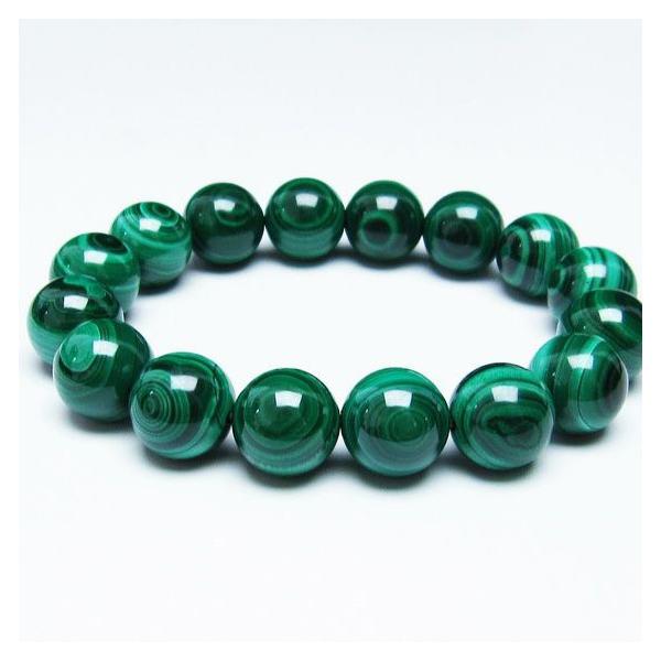 ■商品名マラカイト ブレスレット 14mm ■天然石名マラカイト ■サイズ内周:約172mm(±5mm)　粒直径:約14mm(±0.5mm)　■重量84.2g■商品番号111-29422マラカイトブレスレット