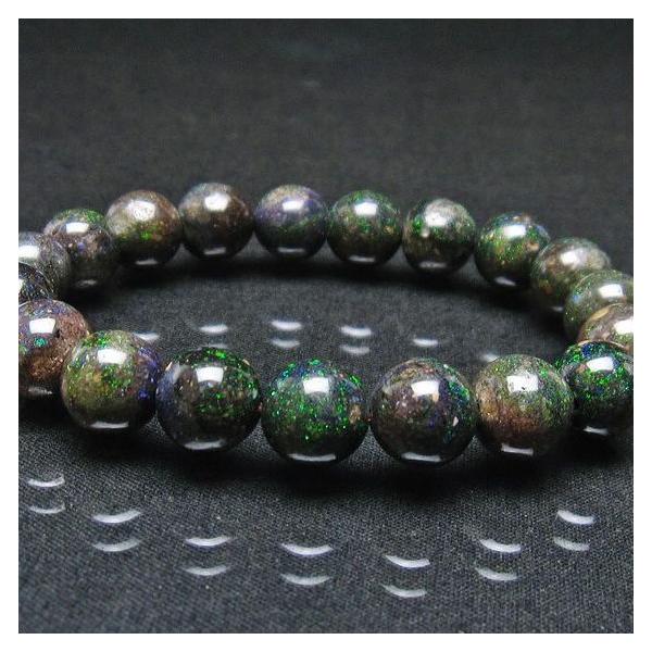 ■商品名ブラックオパール ブレスレット 10mm■天然石名ブラックオパール■サイズ内周:約150mm(±5mm)　粒直径:約10mm(±0.5mm)　■重量19.5g■商品番号111-37603ブラックオパールブレスレット