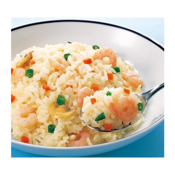 ◇ポイント：お米を炒めてから炊き上げ、ふっくらパラッとした食感に仕上げました。◇最終加工地：日本(愛媛)◇主要原材料：米、野菜(たまねぎ、にんじん、さやいんげん、ピーマン)、ボイルえび、なたね油、マッシュルーム、食塩、フュメドポワソン、バタ...