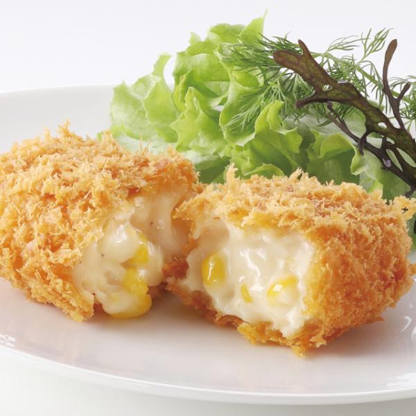 なめらかな艶のあるベシャメルソースに、甘みが特長のスーパースイートコーンを混ぜ込んだクリームコロッケです。◇最終加工地：日本(福岡)◇主要原材料：野菜(とうもろこし、たまねぎ)、牛乳、バタールウ(小麦粉、バター)、小麦粉、全粉乳、植物油脂、...