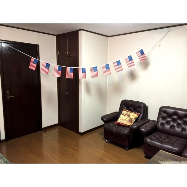 [基本仕様]　●旗サイズ：14×21ｃｍ ●材質：テトロントポンジ ●長さ：全長3m（長さ3.5mの白テープに縫付）●縫製：ヒートカット加工