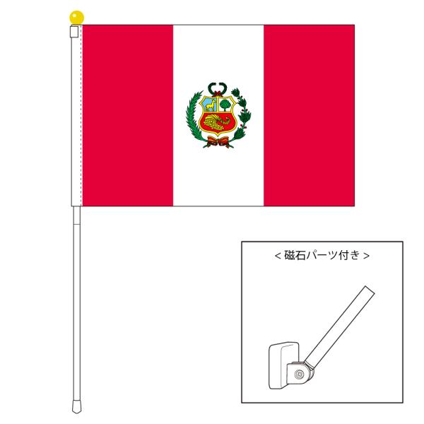 ■セット内容（基本仕様）国旗：テトロン製 25×37.5cｍポール：約53cｍ×1cｍ（2段式組立式・プラスチック・金色玉付き）取付部品：角度可動式 磁石付きプラスチック製