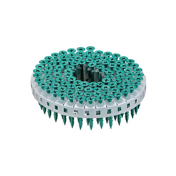 業界最多クラス、9種類の国土交通大臣認定を取得「カラー連結ビス」登場！ノンクロムデュラルコート防サビ性能が高く、環境にやさしい二条ねじ大小の山で、木材へのクイツキが良好