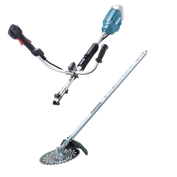 マキタの18V対応スプリットモータ「MUX19D（モーター部のみ・Uハンドル）」と、即使える230mmチップソー付き刈払アタッチメント「EM402MP（A-53089）」のセット。軽量でパワフルなブラシレスモータにより、庭園・農地・斜面の草...