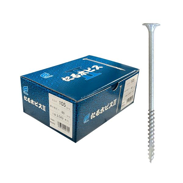 ※代表商品のイメージと画像になります。 商品仕様をご確認ください。ビス長105mmが垂木高60ｍｍまで対応可能に！使いやすく、選びやすい ●新開発の「匠のカット」。節があっても抜群に軽い打ち込み。●強力な抑え力を発揮する「新頭部形状」。●速...