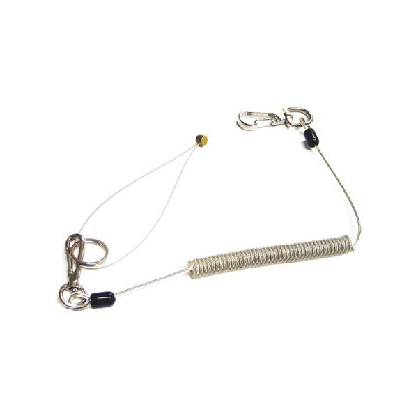 ●樹脂部：ポリウレタン●ワイヤー：ステンレス ●高所作業での工具落下を防止するステンレスワイヤー入セフティロープです。 ●工具などの落下防止に ●安全荷重(kg)：1 ●自然長(mm)：440 ●最大伸長(mm)：1800 ●コード径(mm...