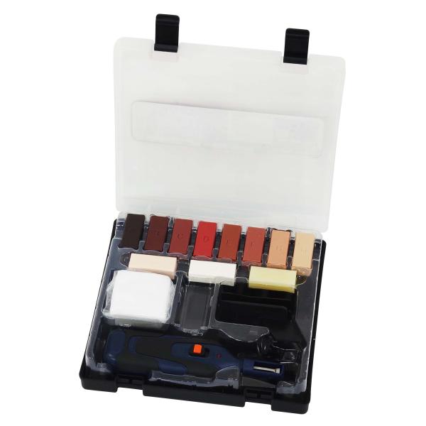 ●ワックス：炭酸カルシウム、アミン樹脂、ポリプロピレン樹脂、パームワックス、顔料、添加剤●メルター：ABS(本体)、ステンレス(コテ部) ●メルターとスクレーパーを付属したキズ補修セットです。 ●11色のワックスで様々な色に対応します。 ●...