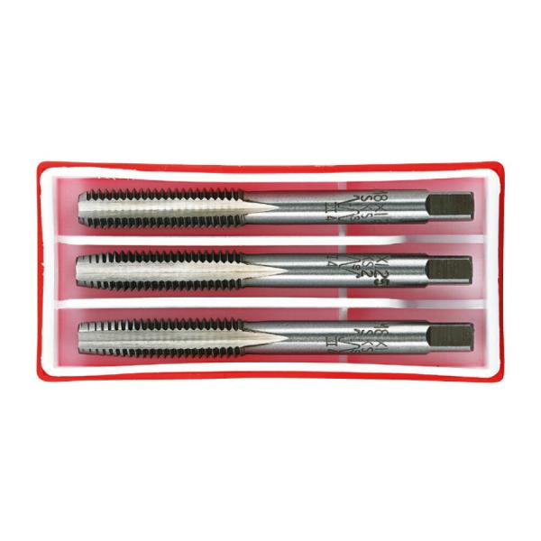 ●本体：合金工具鋼 ●荒用・中仕上用・仕上用の３本セットです。 ●３本のタップを使うことで深穴のめねじ立ても可能です。 ●一般鋼材、真鍮、銅、アルミ、樹脂のめねじ立てに ●タップねじ径：M8 ●ピッチ(mm)：1.25 ●タップ全長(mm)...