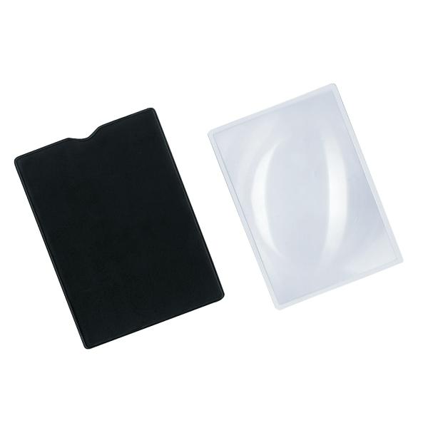 ●レンズ：PVC ●下敷きのように軽くて薄いので携帯に便利なシート状レンズです。 ●収納ケース付です。 ●拡大鏡として ●倍率(倍)：3 ●レンズ寸法(mm)：129x89 ●本体質量 21 g 本体寸法 89×129×0.5 mm