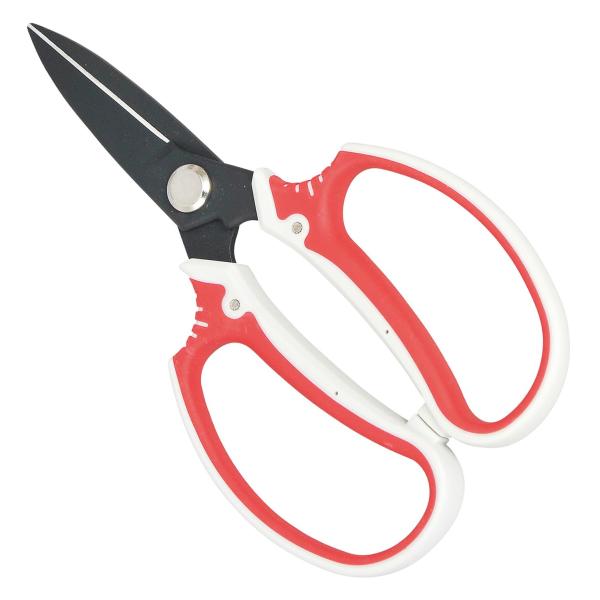 女性の方が使っていただくのに最適設計の園芸鋏です。この製品は、庭木の剪定作業に最適なアイテムであり、特に扱いやすさを重視しています。【商品説明】この園芸鋏は全長約195mm、刃の材質はSH-5（HRC55+-1）で、フッ素コート仕上げにより...