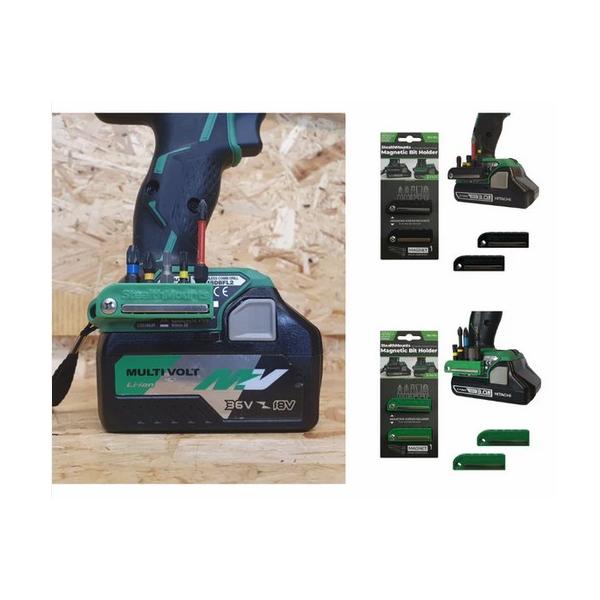 Hikoki（ハイコーキ）の18V~36Vマルチボルトインパクトドライバー用ビットホルダーです。表面に磁石が露出しているため、最大5つのビットホルダー備え、他のビットやビスは表面の磁石に付けておくこともできます。取付用のねじが付属しておりま...