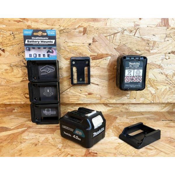 本商品は、マキタ（Makita）の12V 10.8V用のバッテリーマウント（ホルダー）です。壁や机に取り付けることで、バッテリーの整理整頓・安全保管の両立ができます。マウントに取り付ける時は” カチっ ”とロックがかかり、振動や逆さ装着によ...