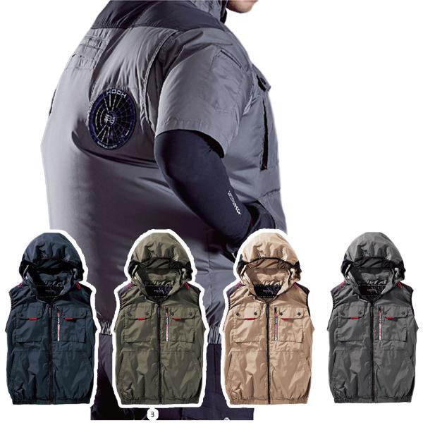 HOOH最新モデル V1129 ミドルファン フードベストは、背中高めのミドルファン配置＆裏チタンコーティングで−9℃の遮熱効果を発揮し、UPF50＋で紫外線98％カット。軽量で着脱フード・フルハーネス対応・撥水・消臭テープなど、現場作業に...