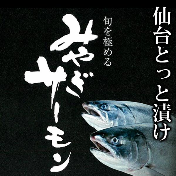 商品名称：仙台とっと漬け10切商品名：みやぎサーモン特製西京味噌漬け原材料：銀鮭(宮城県産)、西京味噌(米、大豆、食塩、その他)、砂糖、酒、みりん、食塩、しょうゆ(小麦・大豆を含む)、黒麹、酒内容量：約100g×2商品名：みやぎサーモン自家...