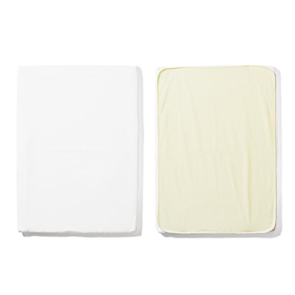 [材質]:■防水シーツ・表：綿80％、ポリエステル20％・裏：ウレタン樹脂フィルム■Wガーゼフィットシーツ・生地：綿100％[商品サイズ]:・防水シーツ：約65cm×90cm・Wガーゼフィットシーツ：約65cm×90cm[梱包サイズ]:約幅...