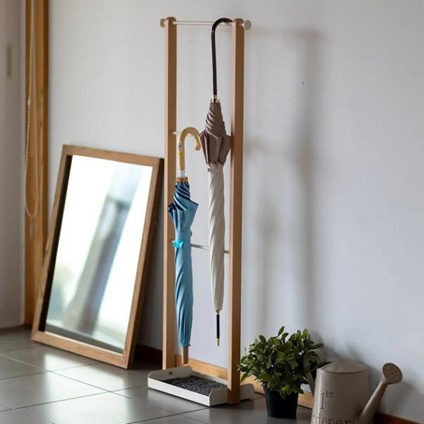 [材質]:・フレーム：天然木ビーチ材（ポリウレタン塗装）・貫フレーム：スチール（粉体塗装）[カラー]:ホワイト、グレー[商品サイズ]:幅36cm×奥行15cm×高100cm[特徴]:■仕様・玄関の限られたスペースでも使いやすいアンブレラハン...