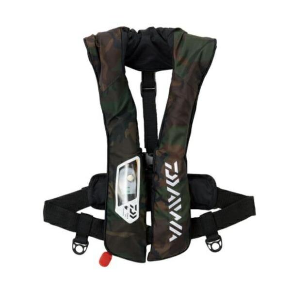 【ダイワ DF-2021 ウォッシャブルライフジャケット F (肩掛けタイプ手動・自動膨脹式) グリーンカモの説明】