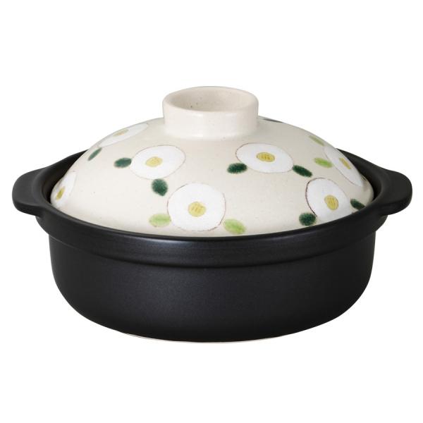 ご家庭サイズ・縁起の良い椿の土鍋です★お一人分に丁度良いサイズ♪お鍋の時間が楽しくなりますね！！