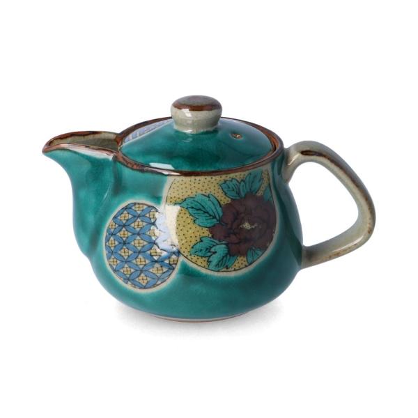 商品名：九谷焼 小ポット グリーン丸紋/美山窯明治後期、石川県能美の地に九谷焼上絵付窯として開窯した、「美山窯」の作品。伝統的作風の中に現代的な感覚を取り入れ、造形・色調・デザインを研究し、現代ニーズに合致した作品作りで多くの方に愛されてい...