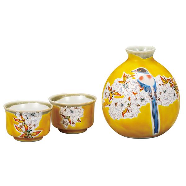 商品名：九谷焼 晩酌揃 吉田屋山桜に鳥＜約360年続く歴史ある、九谷焼の世界＞九谷焼の特徴は、「呉須（ごす）」とよばれる藍青色で線描きし、「五彩」とよばれる、赤・黄・緑・紫・紺青の5色での絵の具を厚く盛り上げて塗る彩法です。絵柄は大胆な上絵...