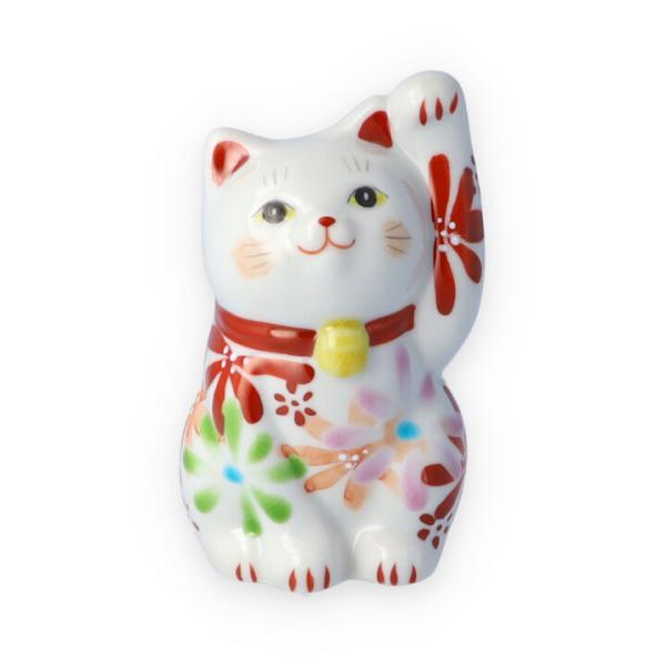 商品名：九谷焼 招き猫 花の宴 -utage- 赤（左手）/虚空蔵窯見て美しく、使って楽しく、持っているだけでも心が豊かになる。そんなやきものを追求する九谷焼の人気窯元「虚空蔵窯」の作品です。人気の絵柄が描かれた招き猫。ちょこんと可愛いフォ...