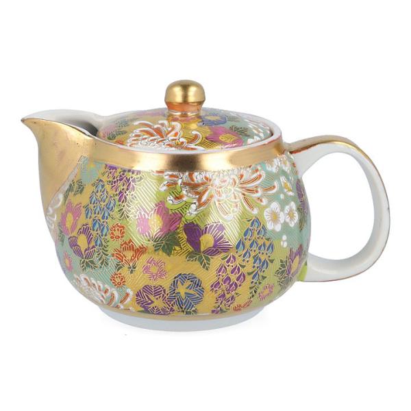 商品名：九谷焼 ポット急須 上花詰 / 九谷暁堂◆商品サイズ径10cm（取っ手含めると幅15）×高さ9cm◆箱の種類化粧箱◆作家九谷暁堂