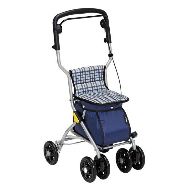 【商品名】 シルバーカー/手押し車 【ミドルタイプ】 本体幅43cm 手元ブレーキ 幸和製作所 『ルミド』 チェックブラック 〔介護用品〕 【ジャンル・特徴】 スリムタイプなので狭い道や店内でも便利なショッピングカート [ SIMD02-ＢK ]