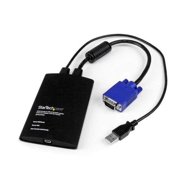 【商品名】 StarTechKVM-USB2.0クラッシュカードアダプタ ファイル転送機能付き NOTECONS02 1個 【ジャンル・特徴】 ノートパソコンをラックサーバ・PC・ATMなどのポータブルコンソールとして使用。 [ NOTEC...