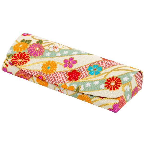 【商品名】 日本製 マグネット式 和柄 メガネケース ベージュ OP-340-14  [ OP-340-14 ]