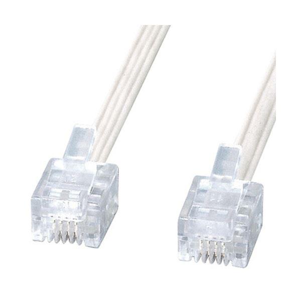 【商品名】 （まとめ）サンワサプライ エコロジー電話ケーブル6極4芯 ホワイト 3m TEL-E4-3N2 1本【×10セット】 【ジャンル・特徴】 電話回線とモデム内蔵パソコン、FAX、電話機などを接続するケーブル [ TEL-E4-3N2 ]