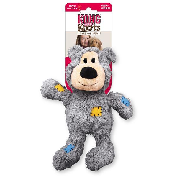 【商品名】 (まとめ) KONG(コング) ワイルドノット テディ M グレイ (ペット用品) 【×3セット】 【ジャンル・特徴】 内側に結び目を持つロープを骨組みにした、鳴り笛入りの玩具