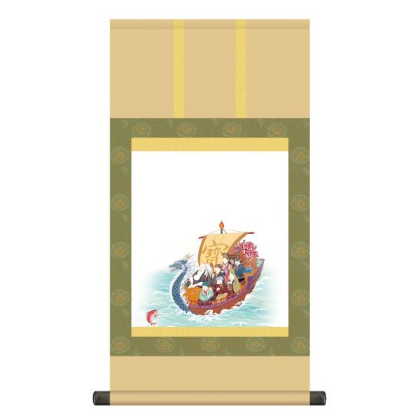 サイズ・軸サイズ：幅31×高さ約60cm仕様・本紙：特性布地　軸先：合成樹脂 紙箱収納 　色紙掛軸タイプ受注生産品一日で回り終えることで、手軽な霊場巡拝として人気の七福神巡り。様々な七福神巡りをされてもお手軽価格で安心の「納経集印軸」です。