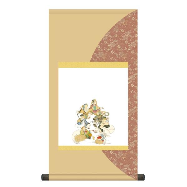 サイズ・軸サイズ：幅31×高さ約60cm仕様・本紙：特性布地　軸先：合成樹脂 紙箱収納 　色紙掛軸タイプ受注生産品一日で回り終えることで、手軽な霊場巡拝として人気の七福神巡り。様々な七福神巡りをされてもお手軽価格で安心の「納経集印軸」です。