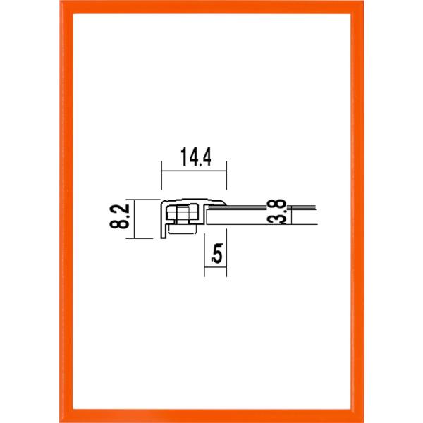 サイズ B2 約728X515mmのシート用仕様 本体・PET樹脂(UVカット)・吊金具・開き止め金具・ビニール袋入色 オレンジ別注可