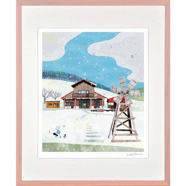 商品名 ジークレー版画 額付き絵画 はりたつお作 「北海道宝水ワイナリー」シートサイズ:四ッ切:約424X348mmマットの窓枠寸法:約310X263mm額縁外寸:約440X365X25mm仕様 ジークレー版画、木製額縁、2mm厚マット、ガ...