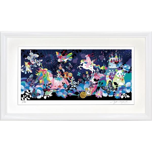 商品名 ジークレー版画 額付き絵画 ホラグチカヨ 「寂しさにおしつぶされそうな夜には」シートサイズ:約630X355mm仕様 ジークレー版画、樹脂製額縁、2mm厚マット、UVカットアクリル、吊り金具、ケース・額装品は生産の関係上、予告なく仕...