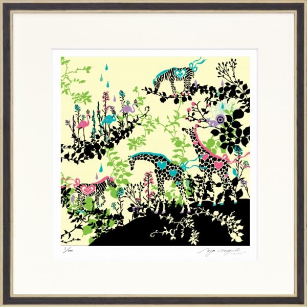 商品名 ジークレー版画 額付き絵画 ホラグチカヨ 「静かな1日」シートサイズ:350角:約350X350mm仕様 ジークレー版画、木製額縁、2mm厚マット、ガラス、吊り金具、ケース・額装品は生産の関係上、予告なく仕様が変更になる場合がありま...