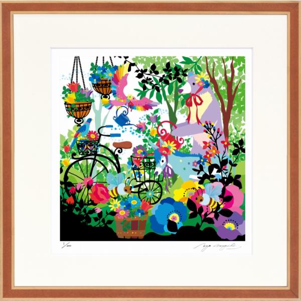 商品名 ジークレー版画 額付き絵画 ホラグチカヨ 「綺麗に咲いてくれますように」シートサイズ:350角:約350X350mm仕様 ジークレー版画、木製額縁、2mm厚マット、ガラス、吊り金具、ケース・額装品は生産の関係上、予告なく仕様が変更に...