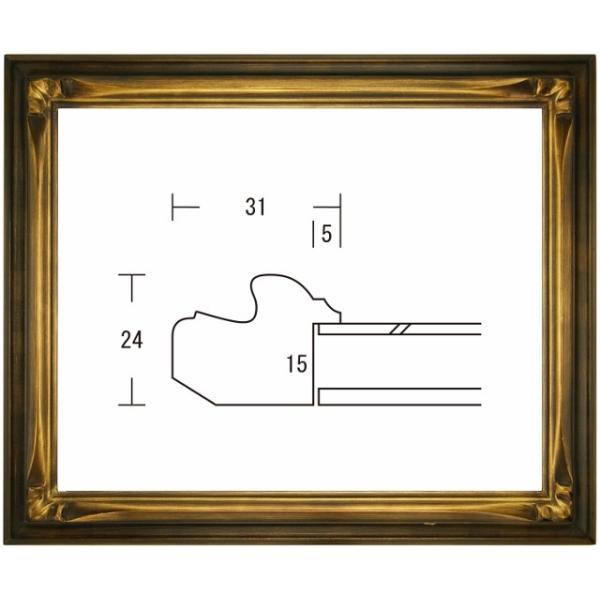 サイズ・絵寸約410X318mm用の額縁です　         額内寸約550X458mm仕様・アクリル ボード裏板 吊金具 紐 ケース色・いぶし金 ゴールド備考・別注可材質・主要木材：南洋材 商品説明・絵がより一層引き立つ「絵画の玄人」さ...