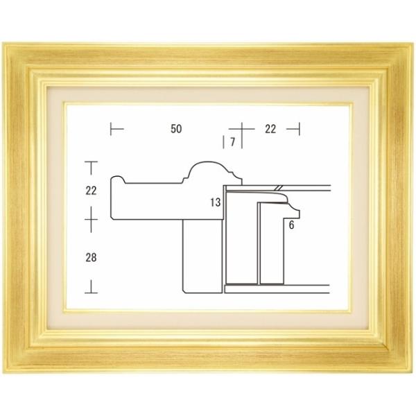サイズ・絵寸 約652X455mm用 ・有効厚み寸 約25mm仕様・本体 アクリル 吊金具 紐 ケース色・金 ゴールド備考・別注可・受注生産品材質・主要木材：南洋材、入子：金、マット色・ベージュ（レーコット）  商品説明・絵がより一層引き立...