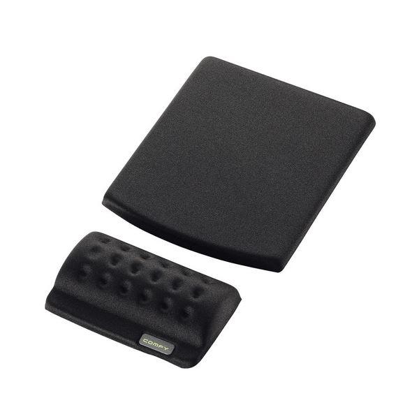 【商品名】 （まとめ） エレコム マウスパッド＆リストレスト COMFY ブラック MP-114BK 1枚 【×5セット】 【ジャンル・特徴】 パソコンアクセサリー マウスパッド  [ MP-114BK ]