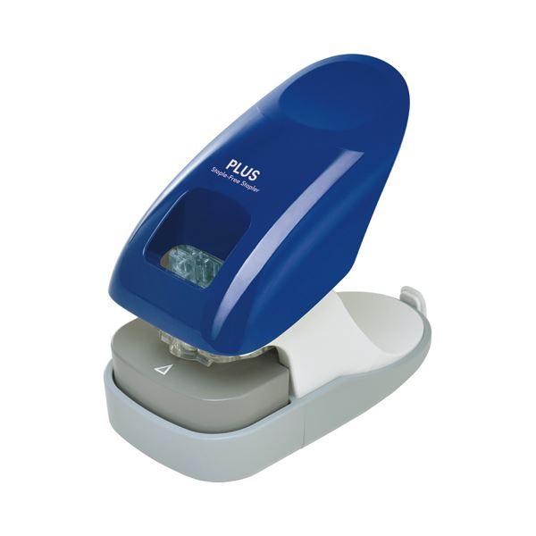 【商品名】 （まとめ） プラス 針なしホッチキスペーパークリンチ 12枚とじ ブルー SL-112A 1個 【×3セット】 【ジャンル・特徴】 【針なし】デスクに1台、最大12枚とじられる、軽量・コンパクトな卓上型針なしホッチキス! [ S...