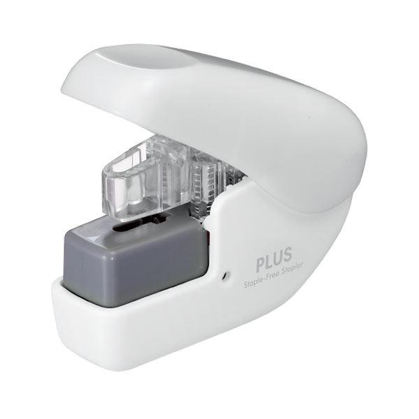 【商品名】 （まとめ） プラス 針なしホッチキスペーパークリンチ ミニ 4枚とじ ホワイト SL-104NB 1個 【×10セット】 【ジャンル・特徴】 【針なし】軽とじ!使いやすい!ハンディタイプ。手の小さな女性、子ども、シニアも使えるコ...